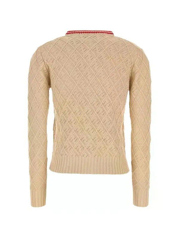 Fendi Ff-monogram Pointelle Knit Cardigan - Neutrals