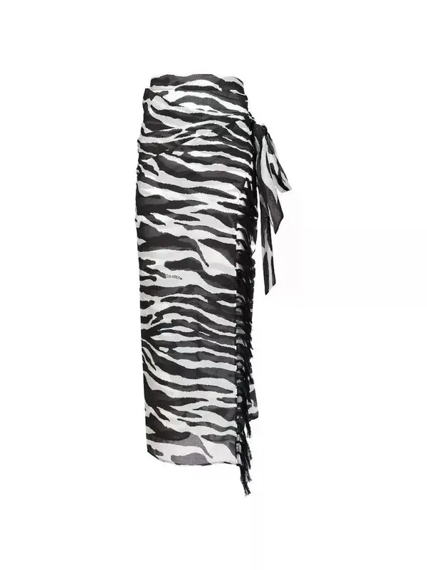 Attico Animal-print Fringed Pareo - White