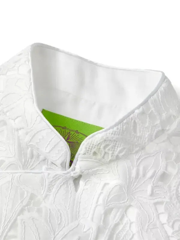Shanghai Tang Lace-embroidered Mandarin Collar Sleeveless Top - White