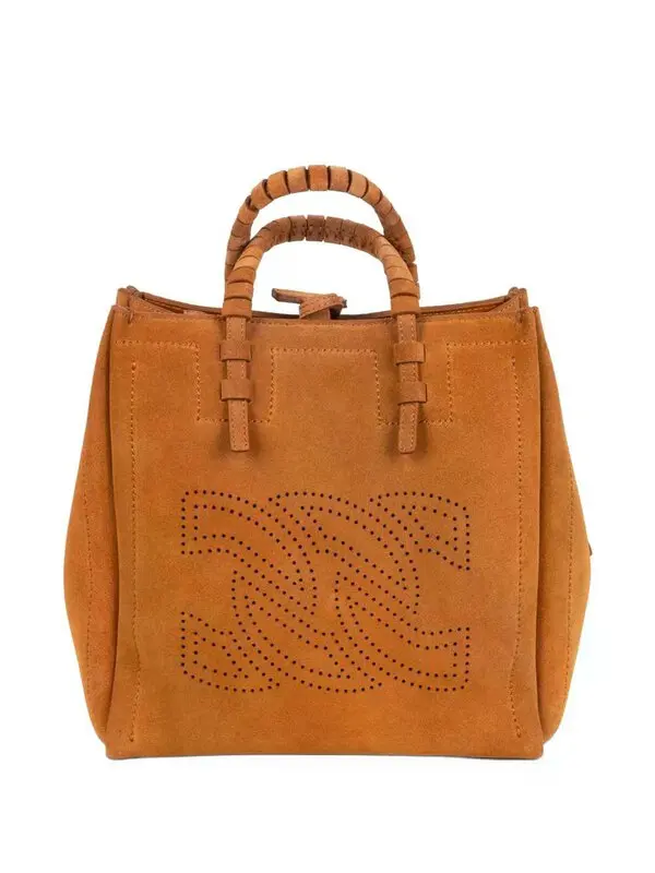Casadei Perforated Logo Tote Bag - Brown