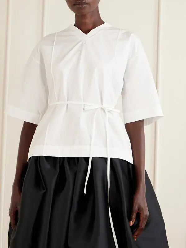 Calvin Klein Lynn Cotton-poplin Wrap Blouse