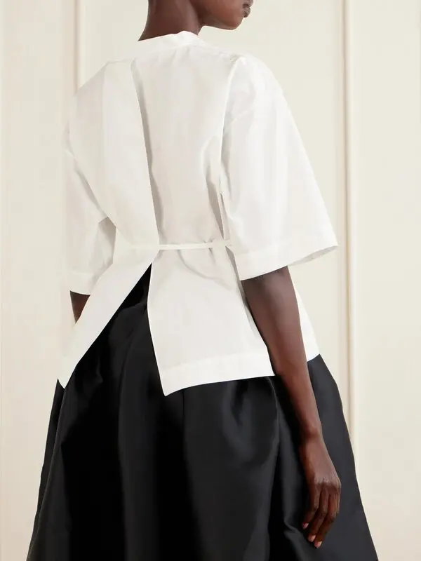 Calvin Klein Lynn Cotton-poplin Wrap Blouse