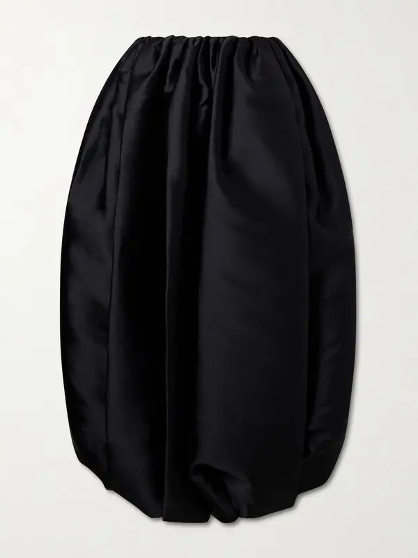 Calvin Klein Gathered Duchesse Satin Maxi Skirt - Black