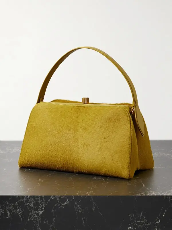 Khaite Calf Hair And Leather Tote - Yellow