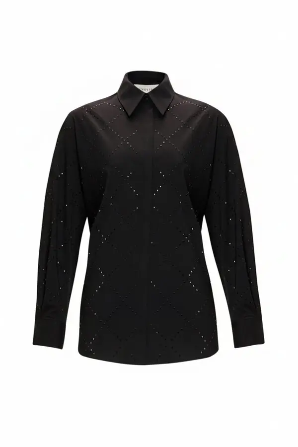 EXQUISE Stone Pattern Long Sleeve Shirt