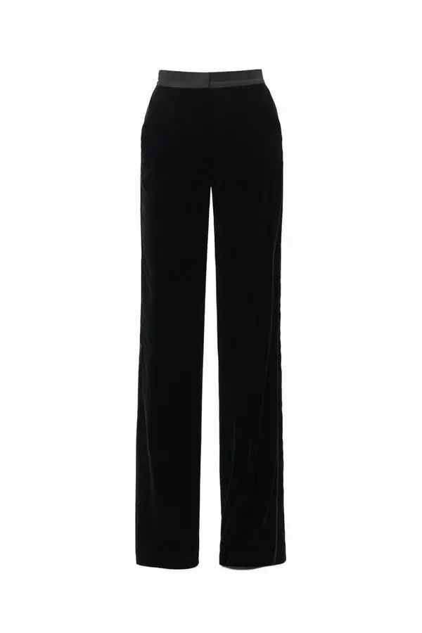 EXQUISE Velvet Straight Cut Trousers