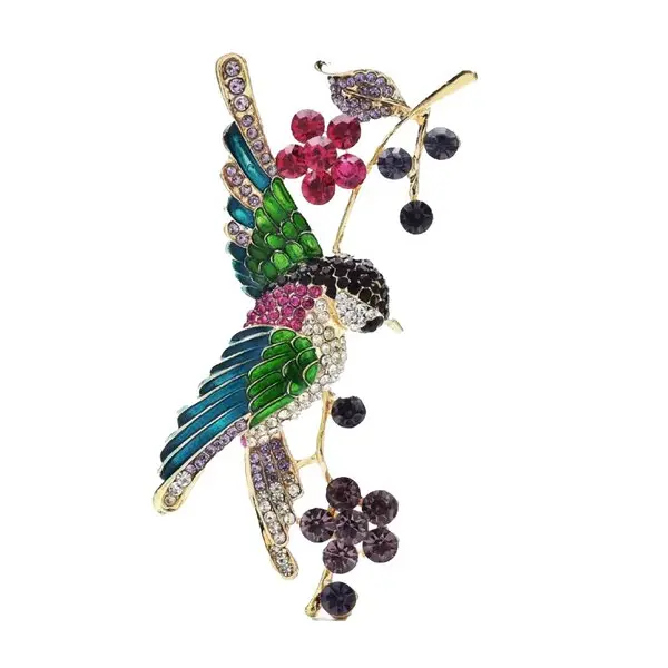 CHANEL JOAN ELKAYAM Large Hummingbird Crystal Brooch - Yellow
