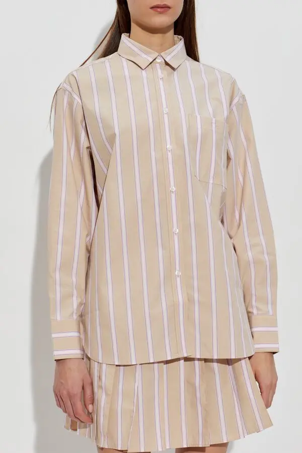 Lacoste Striped Cotton Shirt - Beige