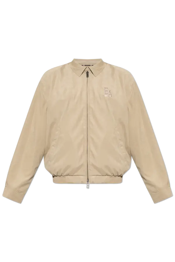 Emporio Armani Embroidered Logo Bomber Jacket - Beige