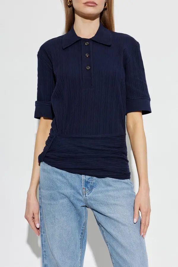 Victoria Beckham Ribbed Knit Top - Navy Blue