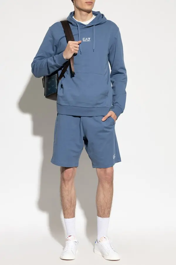 EA7 Cotton Sweatshorts With Printed Logo