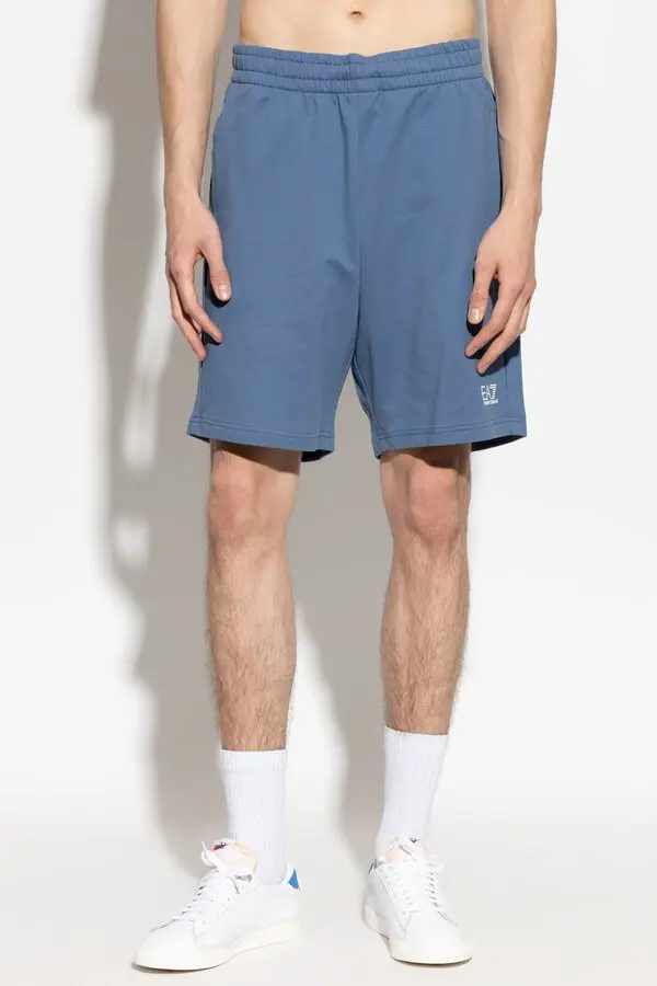 EA7 Cotton Sweatshorts With Printed Logo