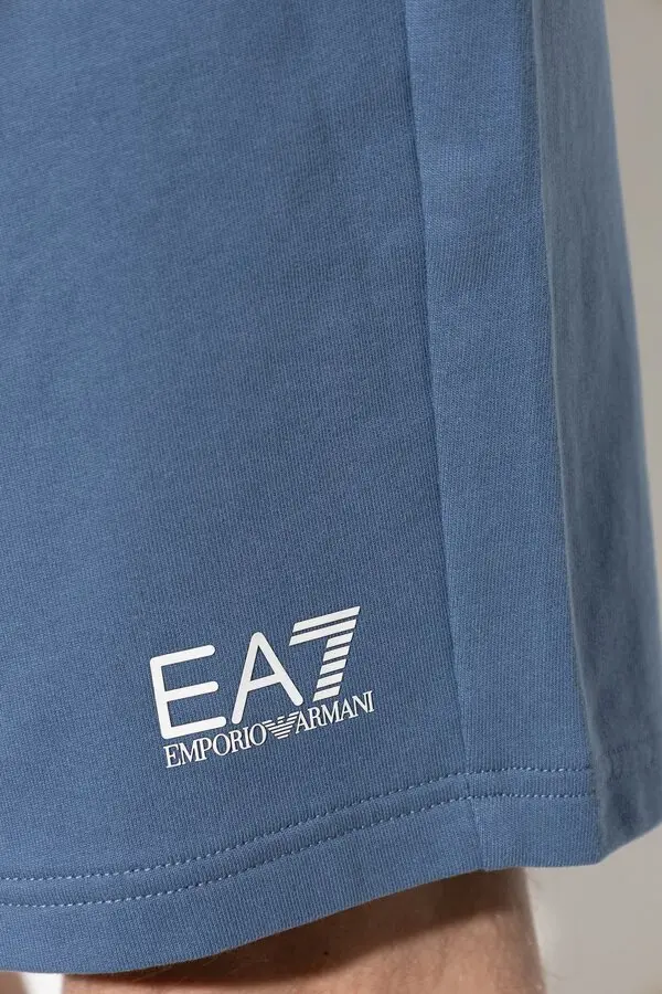 EA7 Cotton Sweatshorts With Printed Logo