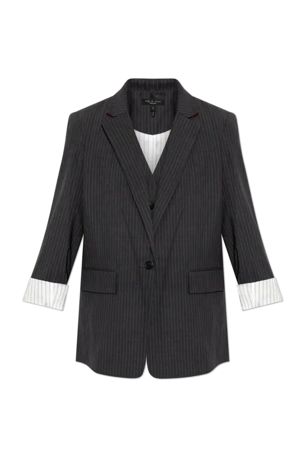 Rag & Bone Pinstripe Blazer And Vest Set - Grey