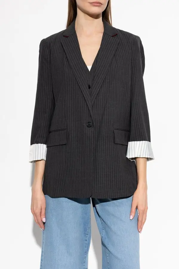 Rag & Bone Pinstripe Blazer And Vest Set - Grey
