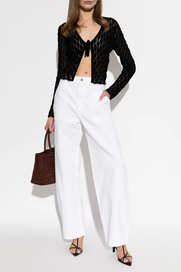 FRAME Openwork Knit Cardigan With Decorative Tie