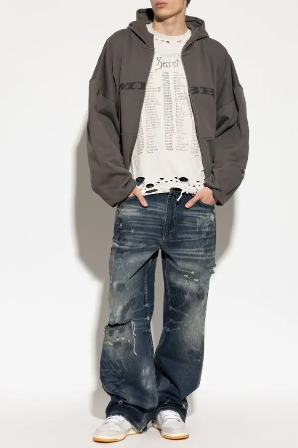 MISBHV Oversized Graphic Print Hoodie - Grey