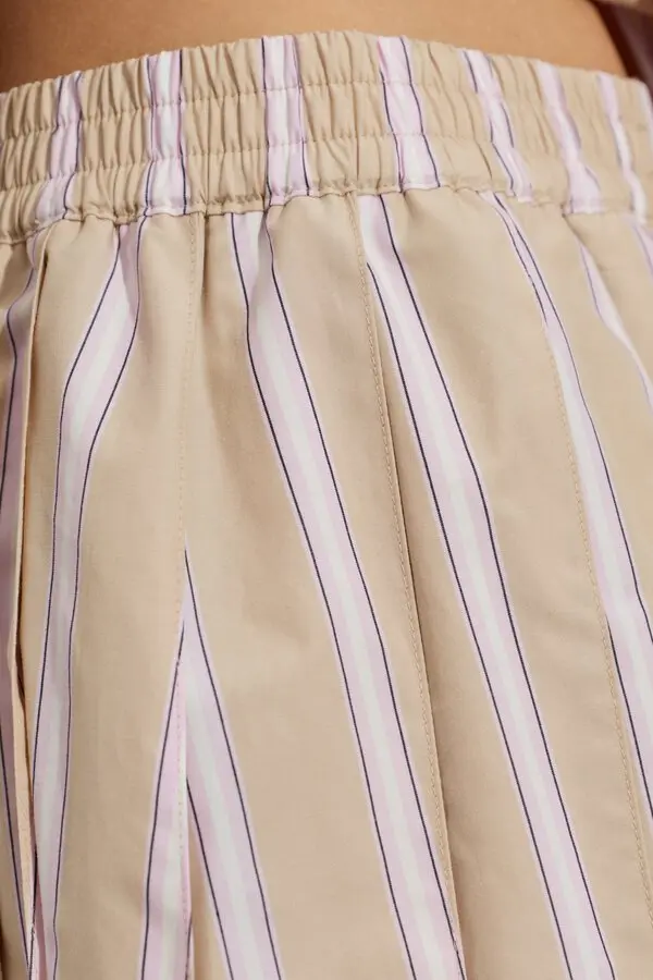 Lacoste Pleated Midi Skirt With Vertical Stripes - Beige