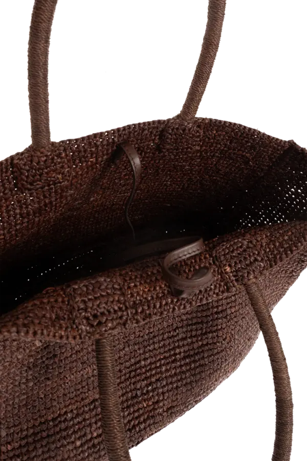 Lié Studio Charlotte Small Woven Raffia Bag - Brown