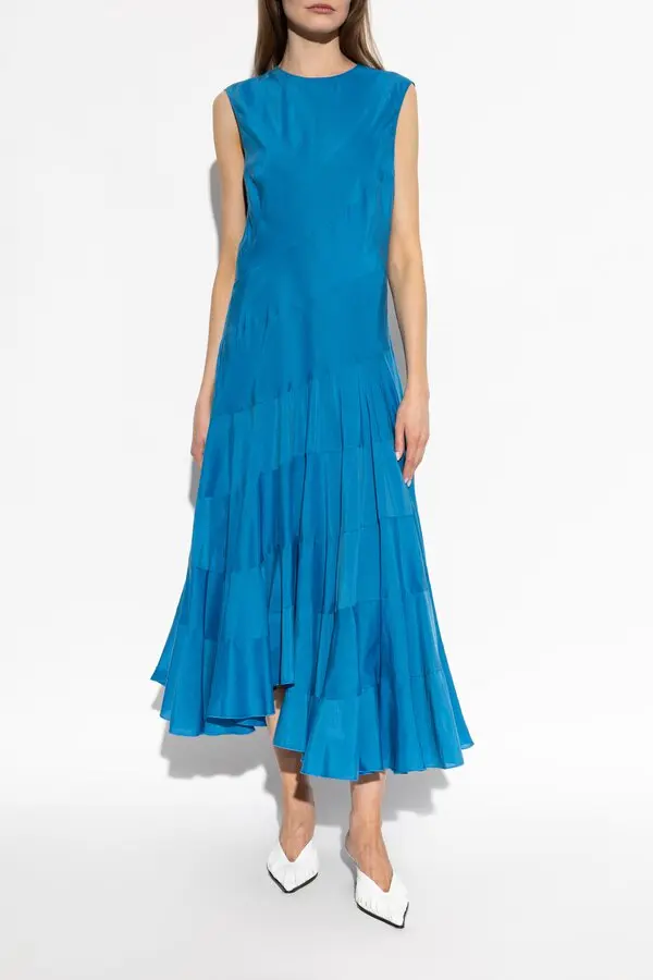 Tory Burch Cotton And Silk Blend Midi Dress - Blue