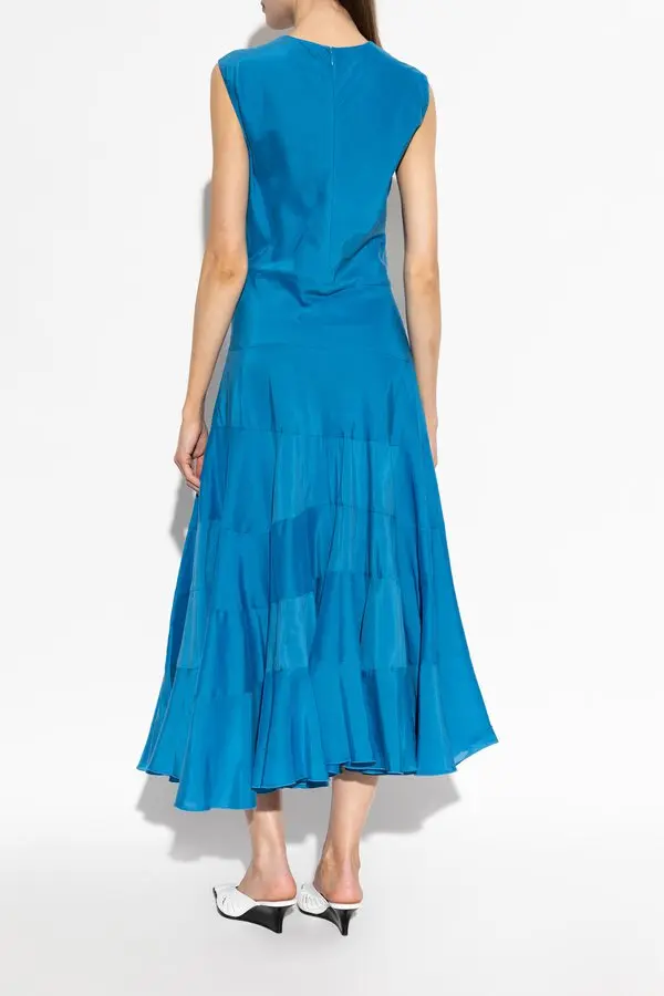 Tory Burch Cotton And Silk Blend Midi Dress - Blue