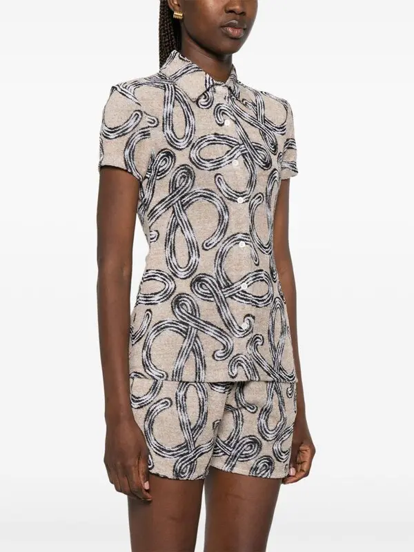 Loewe Cotton Blend Printed Shirt - Beige