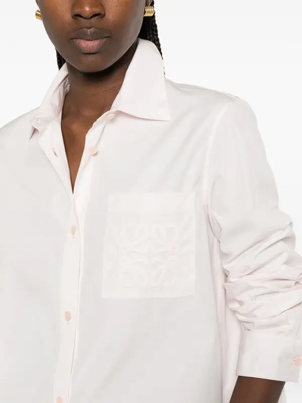 Loewe Cotton Shirt With Anagram Embroidery - Pink