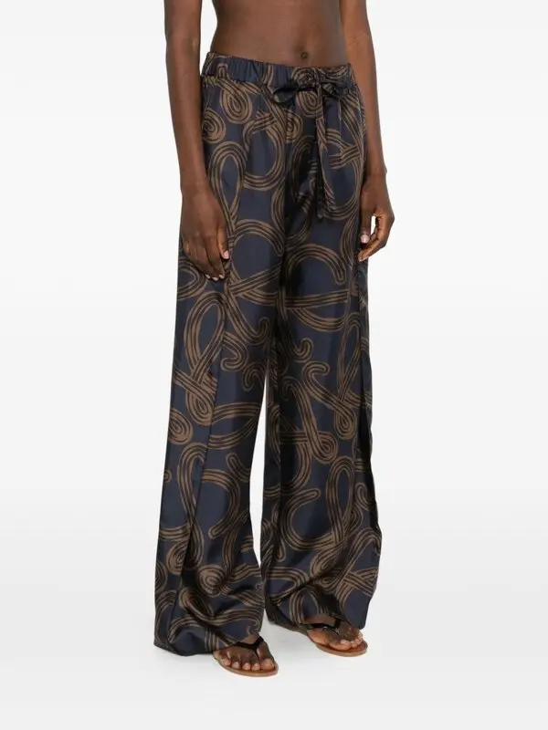 Loewe Printed Silk Trousers - Blue