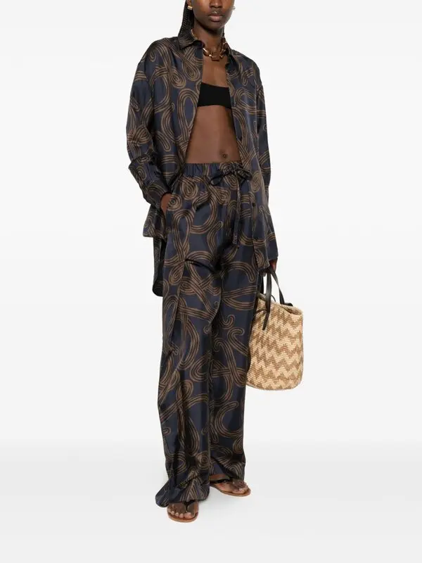 Loewe Printed Silk Trousers - Blue