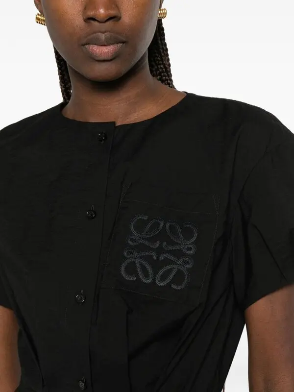 Loewe Cotton Short Dress With Anagram Embroidery