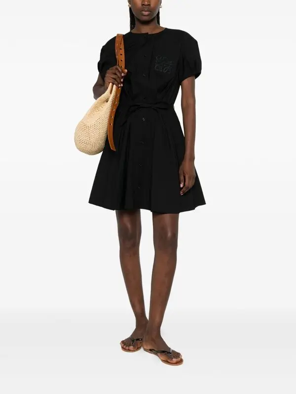 Loewe Cotton Short Dress With Anagram Embroidery