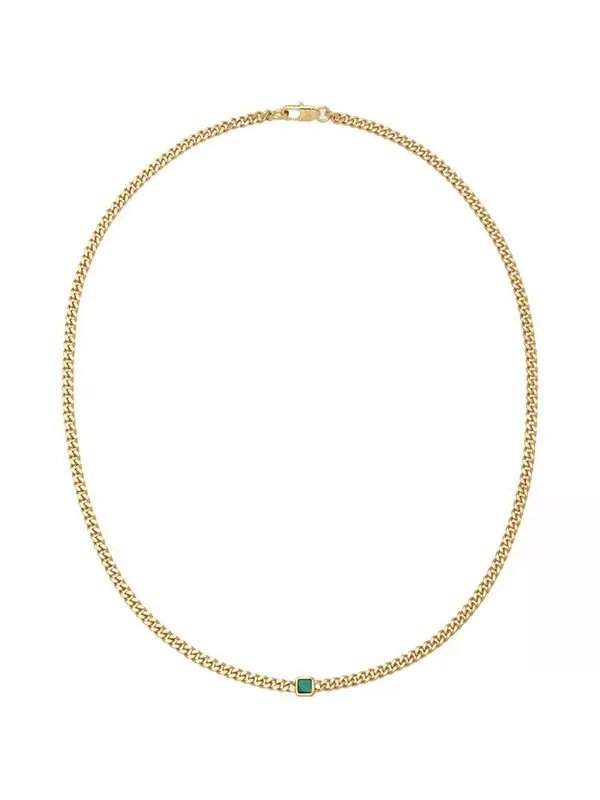 YOJ Malachite Curb Chain Necklace - Gold