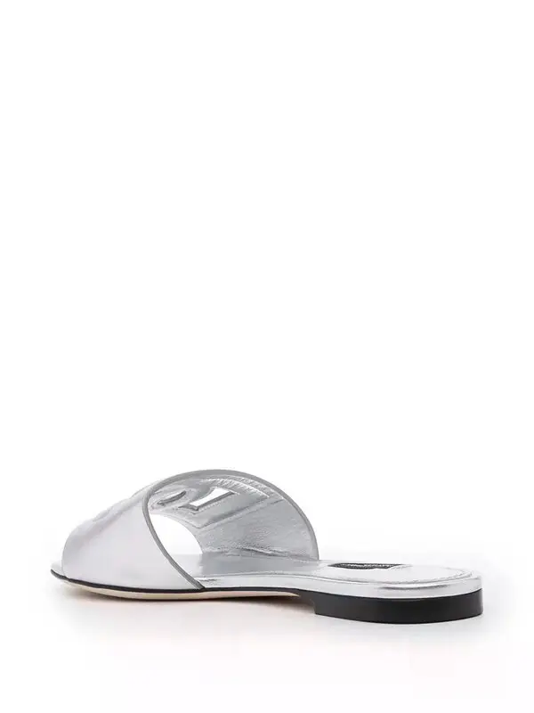 Dolce & Gabbana Millennial Metallic Leather Sandals - Silver