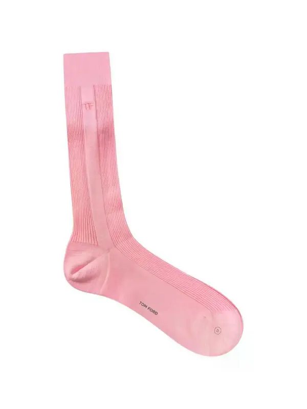 TOM FORD Ribbed Tf-embroidered Crew Socks - Pink