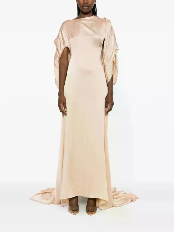 DUNESI Paola Draped-sleeve Gown