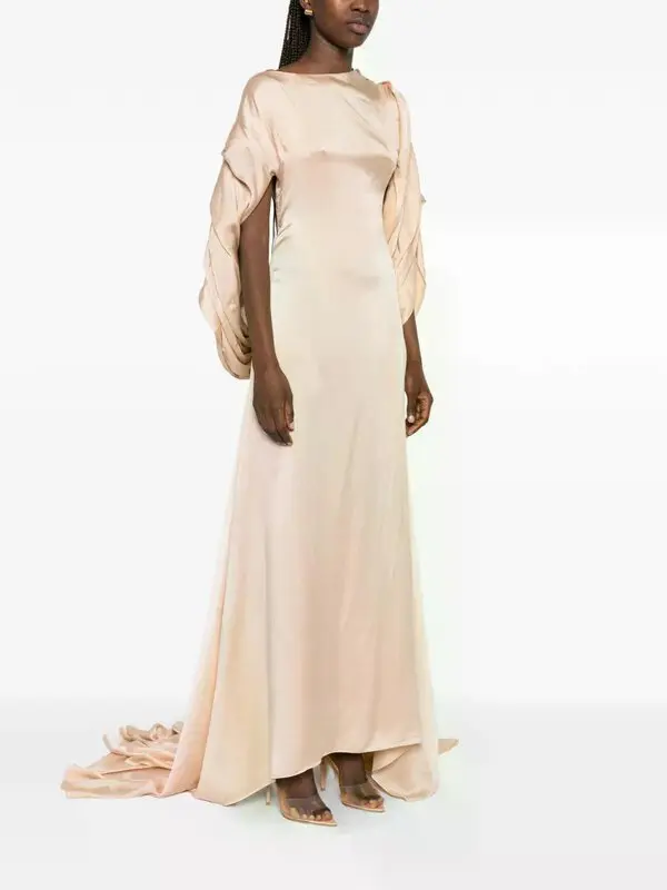DUNESI Paola Draped-sleeve Gown