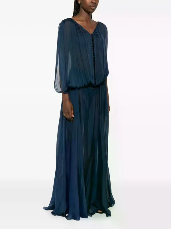 DUNESI Sheer Button-front Silk Dress