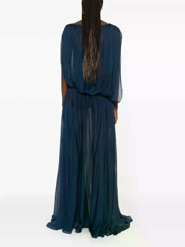 DUNESI Sheer Button-front Silk Dress
