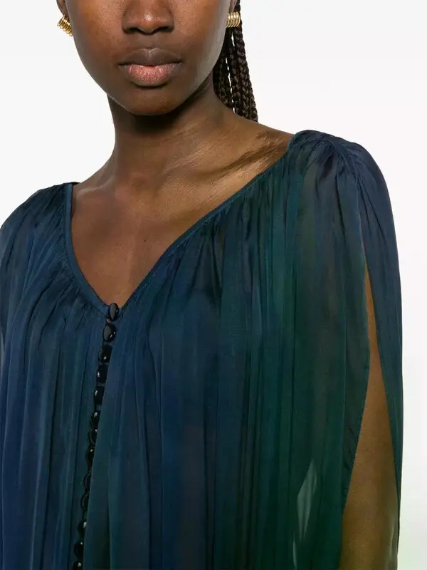 DUNESI Sheer Button-front Silk Dress