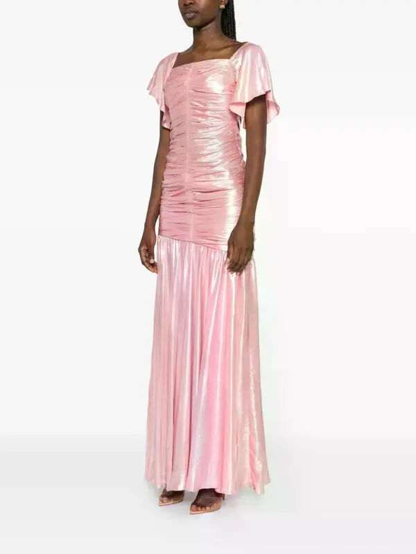 DUNESI Ruched Metallic Gown