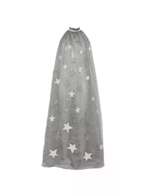 DUNESI Estrella Star-patchwork Ruffled Neck Halterneck Dress - Grey