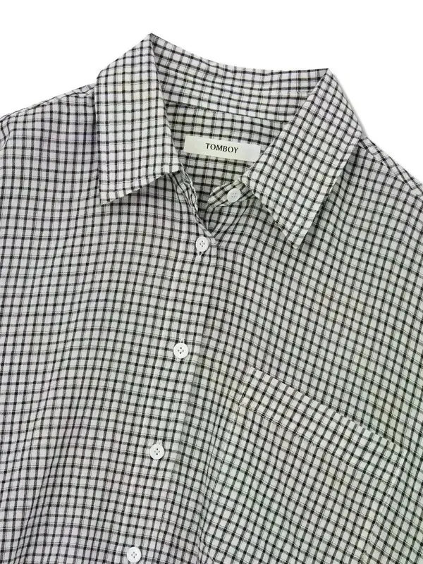 STUDIO TOMBOY Checkered Drawstring Shirt - White