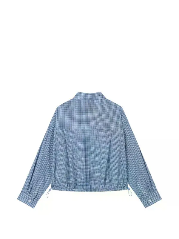 STUDIO TOMBOY Check-pattern Drawstring-hem Shirt - Blue