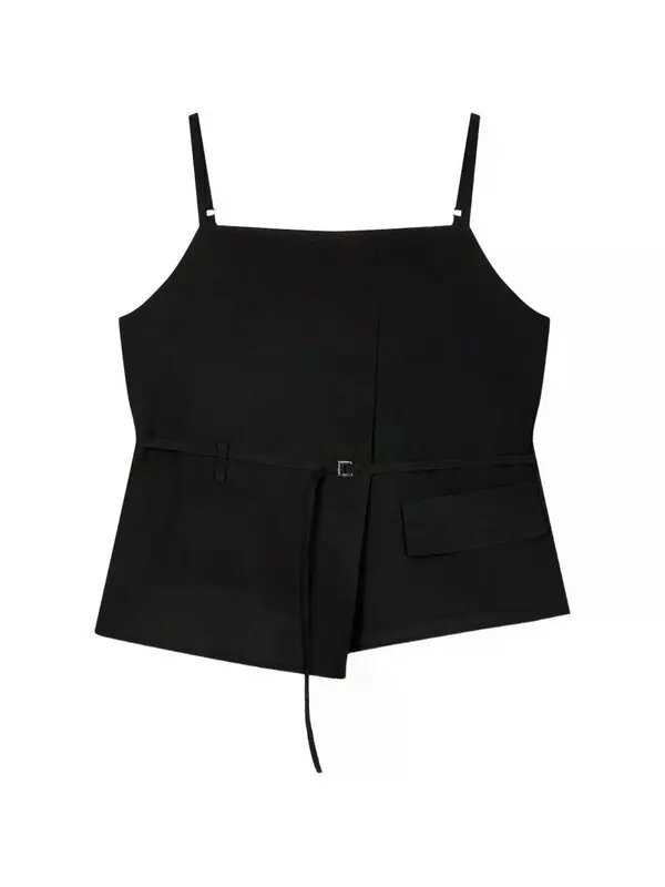 STUDIO TOMBOY Asymmetric Hem Top With Belt - Black