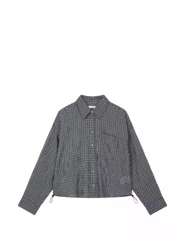 STUDIO TOMBOY Check-pattern Drawstring Shirt - Black