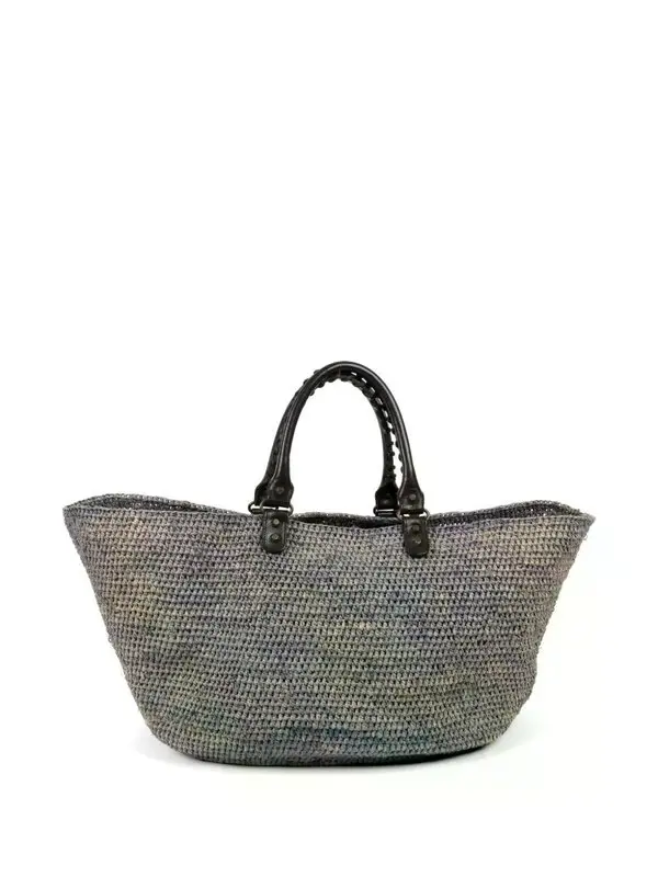 Balenciaga Raffia Basket Tote Bag - Grey