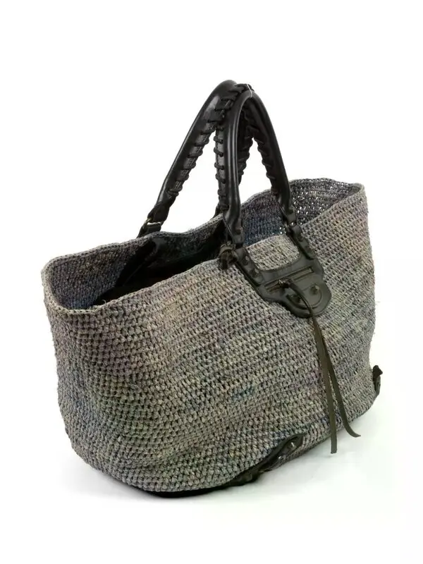 Balenciaga Raffia Basket Tote Bag - Grey