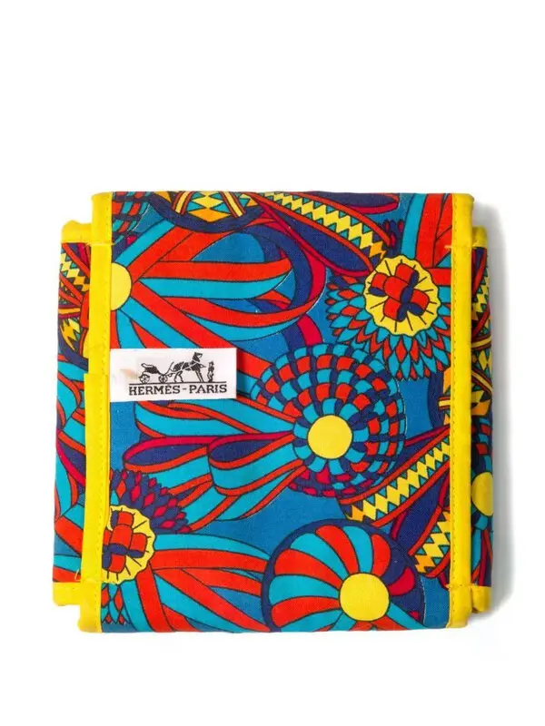 Hermès 1990s Printed Cotton Egg And Toast Set