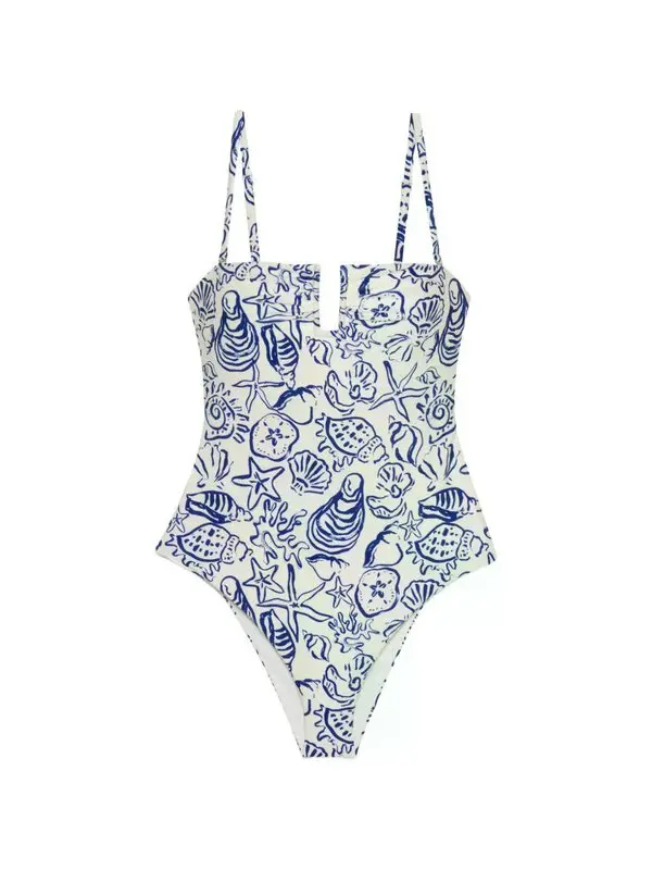 Simkhai Ottilie Seashell-print One-piece Swimsuit - White