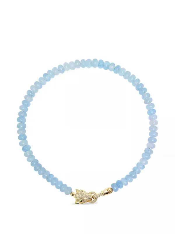 NIALAYA JEWELRY Panther Charm Chalcedony Necklace - Blue